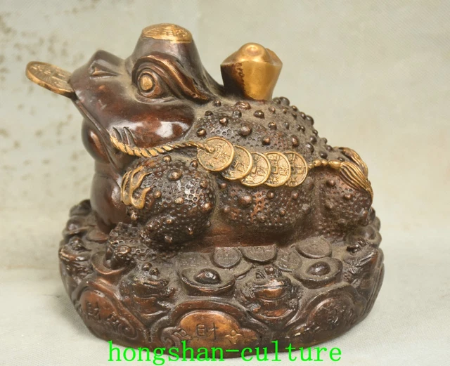 STATUE DE CRACHEUR de crapaud doré en bronze pur de 6,6 po EUR 144,00 ...