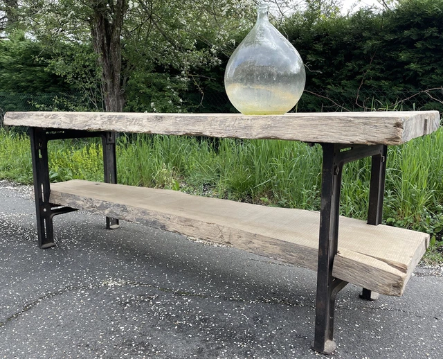 GRANDE CONSOLE ÉTABLI Ancien Design Industriel Vintage Loft Atelier Meuble SDB EUR 1.345,00 ...