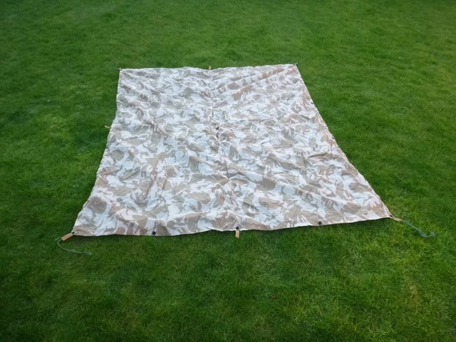 BRITISH ARMY DESERT Camo Basha Tarp Sheet Shelter Ground Sheet Basher ...
