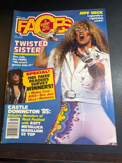 FACES ROCKS MAGAZINE March 1986 Twisted Sister Dee Snider Motley Crue £ ...