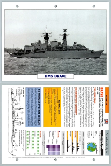 HMS BRAVE - 1983 - Frigates - Atlas Warships Maxi Card EUR 2,09 ...