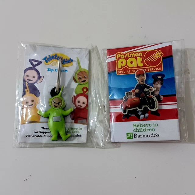 POSTMAN PAT BARNARDOS Enamel Pin Badge & Teletubbies Zip Charm - New ...