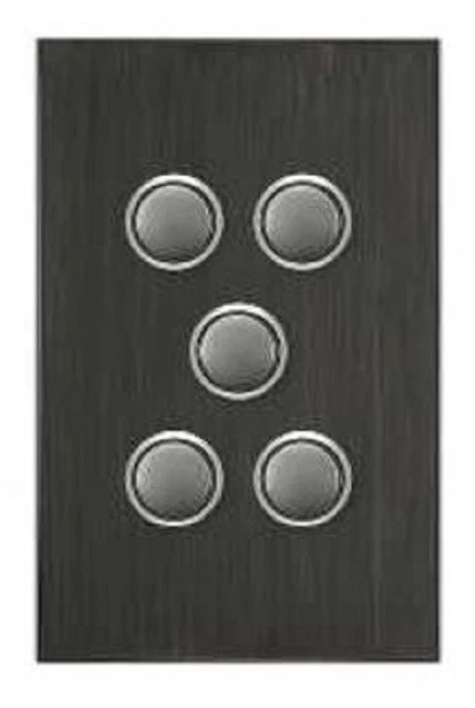 CLIPSAL SATURN PUSH BUTTON SWITCH 5-Gangs 20A 250V LED Indicator ...