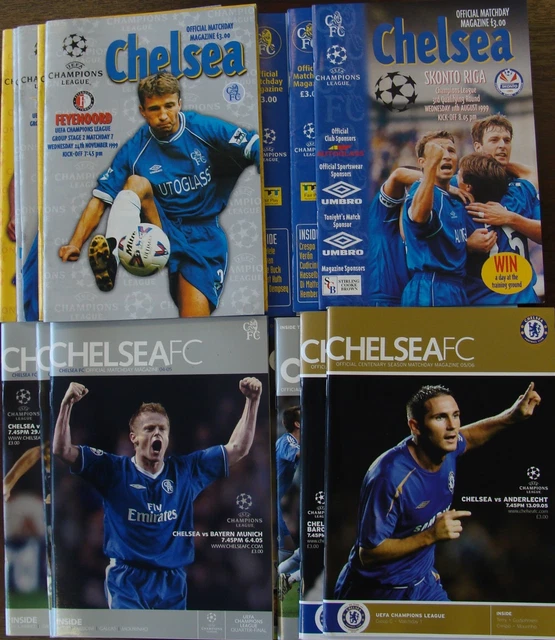 CHELSEA - 15 different Home football programmes in European ...