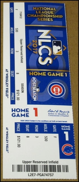 17/10/2017 CHICAGO CUBS vs Los Angeles Dodgers NLCS Game 3 Ticket Kyle ...