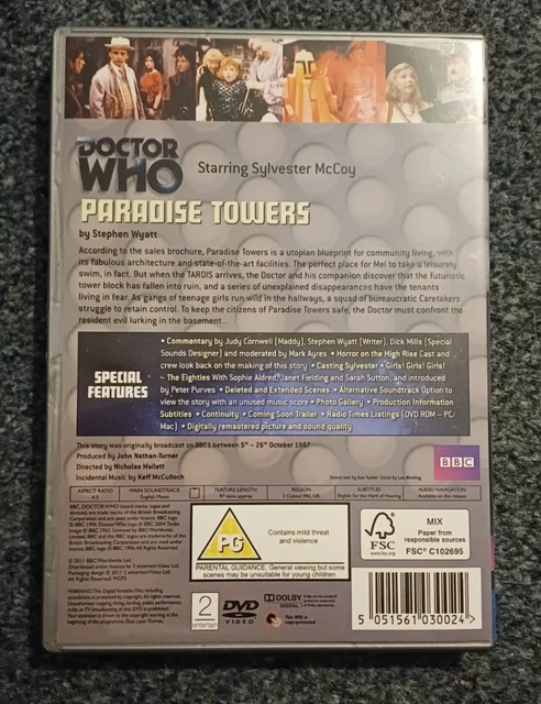 DOCTOR WHO PARADISE TOWERS DVD Sylvester McCoy. Silver Case - DISC MINT ...