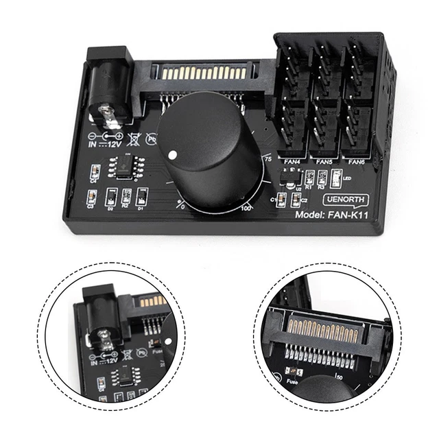 FOR PWM FAN Controller Hub 12V 4 Pin Supports Six Fans for Computer ...