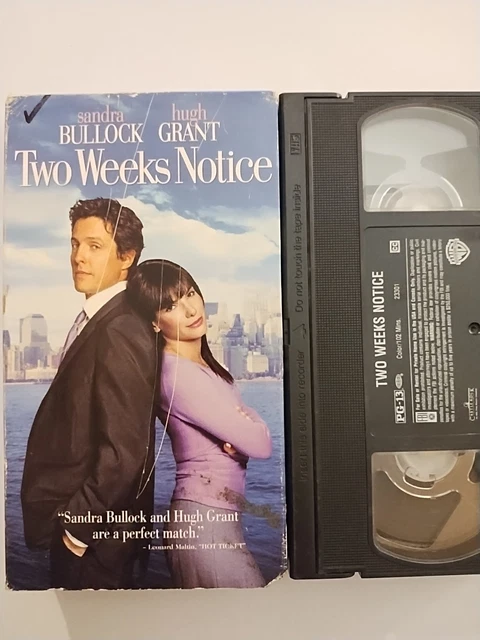 TWO WEEKS NOTICE (VHS, 2002) Hugh Grant Sandra Bullock **Buy 2 Get 1 ...