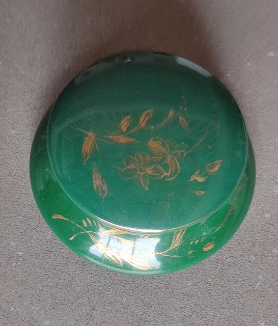 ANCIENNE BONBONNIÈRE EN porcelaine de Limoges Vert et Or - Marque JP ...