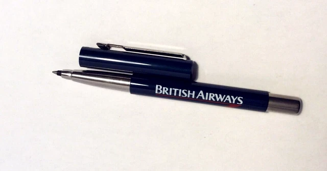 VINTAGE BRITISH AIRWAYS Parker Pen Roller ball Blue in case. Aircraft ...