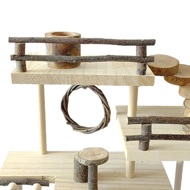 HAMSTER TOY, PLAYGROUND Stairs Natural with Climbing Ladder Habitat ...