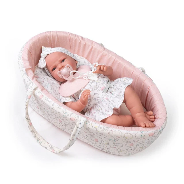 ANTONIO JUAN NEWBORN Soft Bodied Spanish Baby Doll Lea with Carrycot ...
