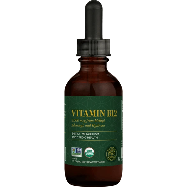 VITAMIN B12, 5000 mcg, 3-in-1 Organic Liquid Vitamin B12, 60-Day Supply ...