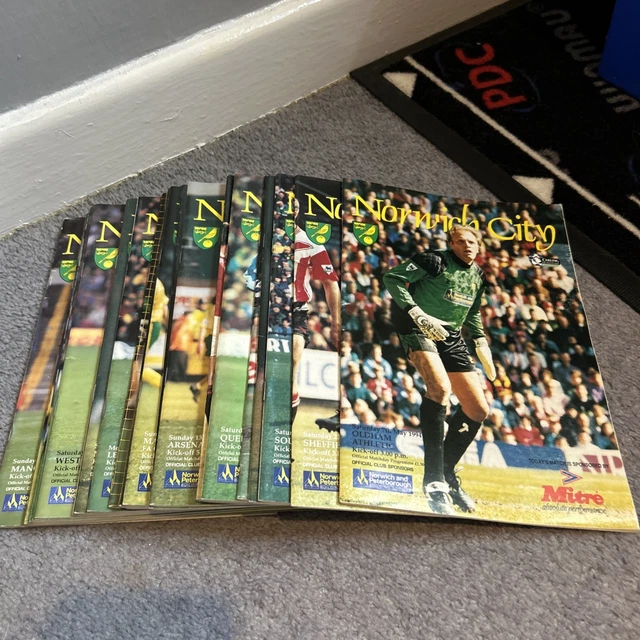 NORWICH CITY 1993-1994 Home Programmes Complete except UEFA CUP GAMES £ ...