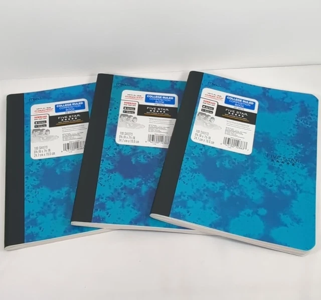 MEAD FIVE STAR 3 Pack College Ruled Composition Book 100 Sheets w/QR ...