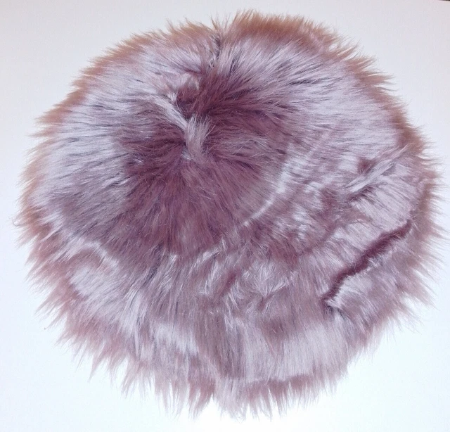 GISELA GRAHAM DUSKY mauve faux fur soft fluffy 35cm Round Chair Seat ...