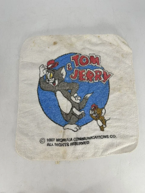 VINTAGE 1987 MGM Tom & Jerry Cartoon Network Washcloth Towel 12x13 RARE ...