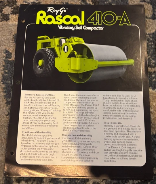 RAY GO RASCAL 400-A Vibratory Soil Compactor Brochure AMIL25 $34.49 ...