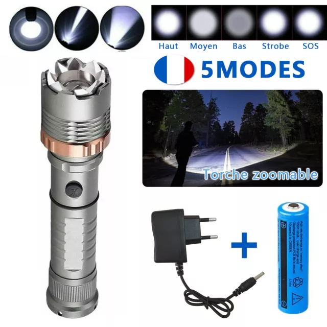 LAMPE TORCHE TACTIQUE de police rechargeable 2500000LM LED la plus ...