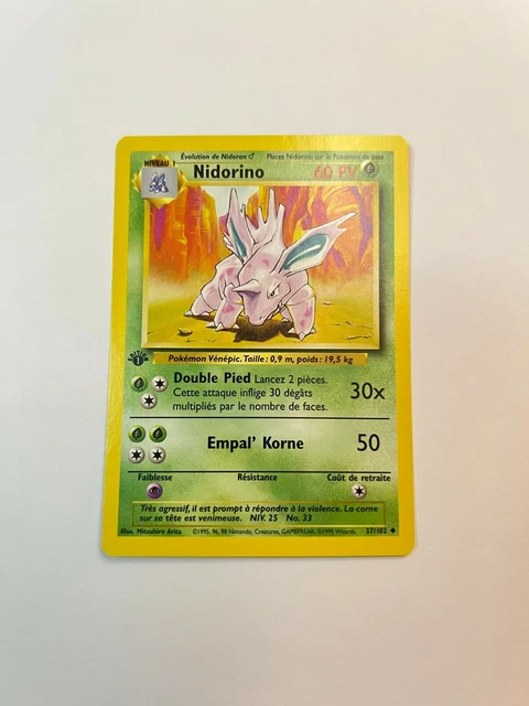 CARTE POKÉMON NIDORINO 37/102 Set de Base Wizards Edition 1 NM/Mint Neuf EUR 45,50 - PicClick FR