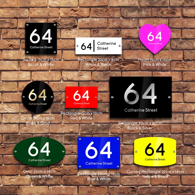 PERSONALISED HOUSE / Door Number Signs, Acrylic Glass Effect Door ...