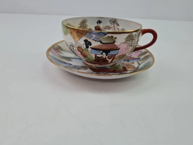 ANTIKE PORZELLAN-TEETASSE, GEISHAS Fujiyama, Nippon Tokusei Japan ...