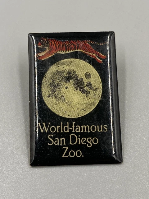 VTG WORLD FAMOUS San Diego Zoo Tiger Jumping Over Moon Lapel Pin Brooch ...