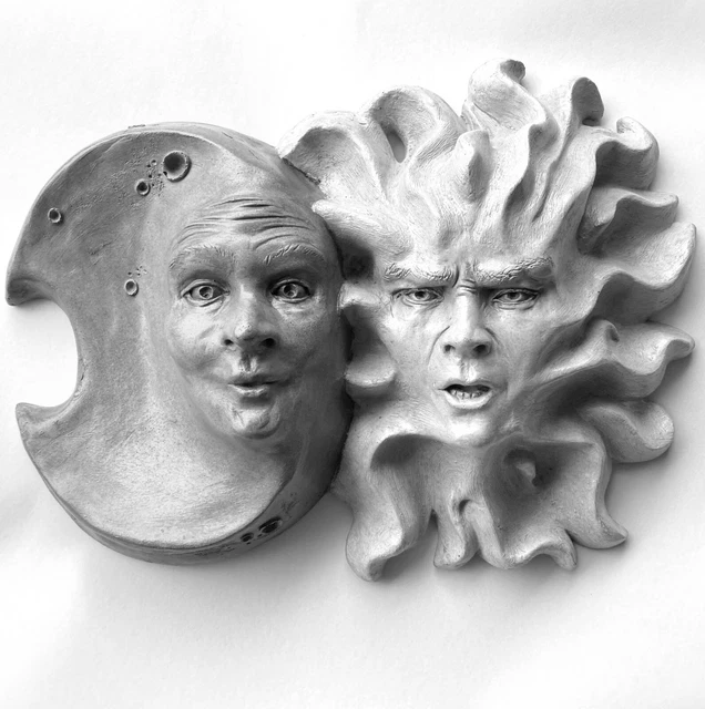 HANDMADE UNIQUE WESTERN-STYLE Folk Art Sun-Moon Wall Sculpture, Ready ...