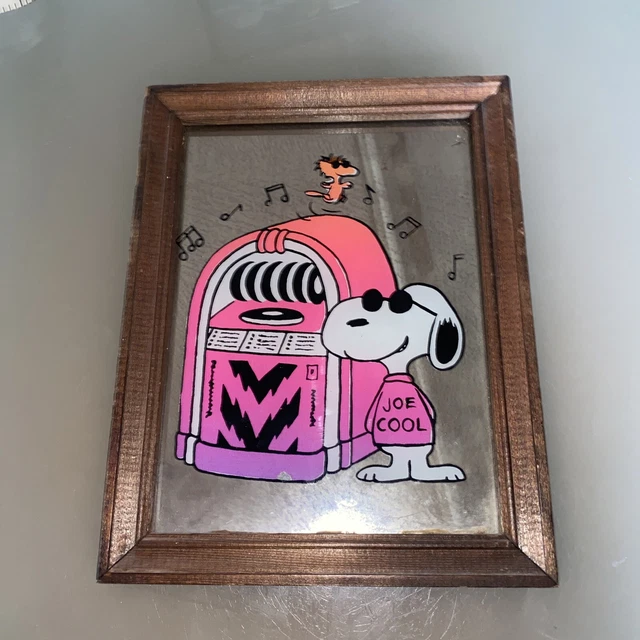 RARE VINTAGE SNOOPY mirror Joe Cool Woodstock & jukebox 7” x 9” £30.00 ...