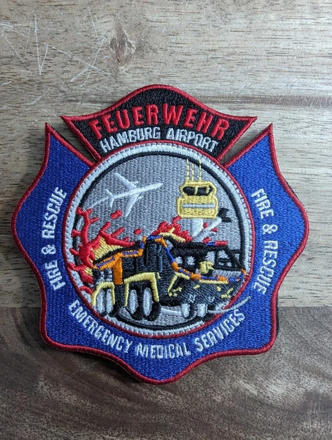 FLUGHAFEN FEUERWEHR HAMBURG Patch Aufnäher Abzeichen -NEU- 10cm gewebt ...
