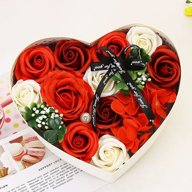 Artificial Rose Flower Soap Bouquet Wedding Proposal Heart Shape Flower