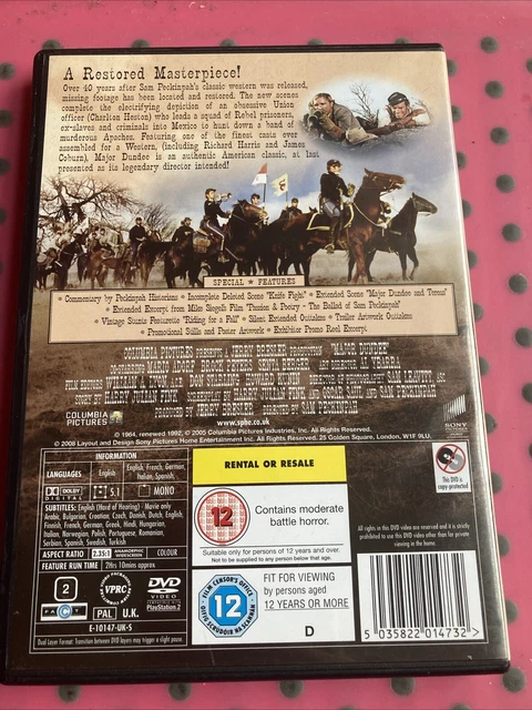 MAJOR DUNDEE RICHARD HARRIS Charlton Heston JAMES COBURN SAM PECKINPAH ...