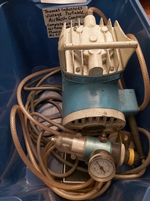 VINTAGE AIRBRUSH COMPRESSOR, Thomas Industries+SpiraxMonnier AirFilter ...