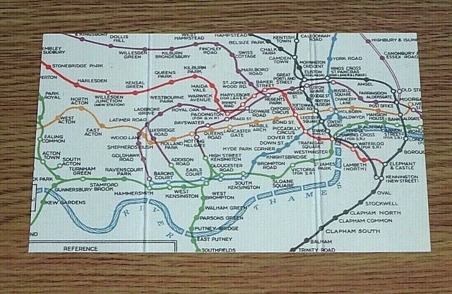 LONDON UNDERGROUND POSTCARD ~ Pocket Underground Map By F. H ...