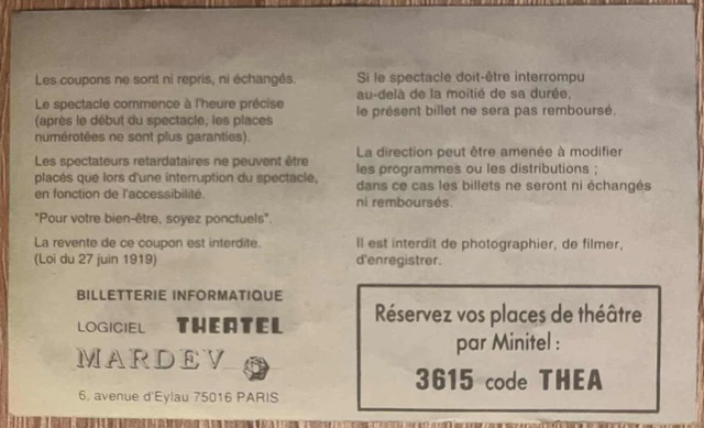 SYLVIE VARTAN - Ticket concert n° 10 - Casino de Paris - Mardi 31 ...