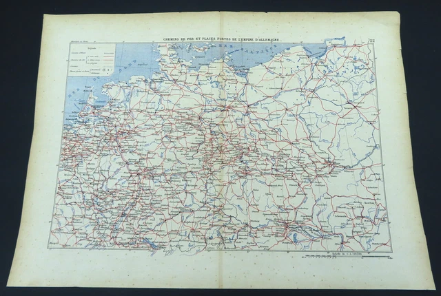 ANTIQUE RAILWAY MAP of Germany The German Empire Military Circa 1881 ...