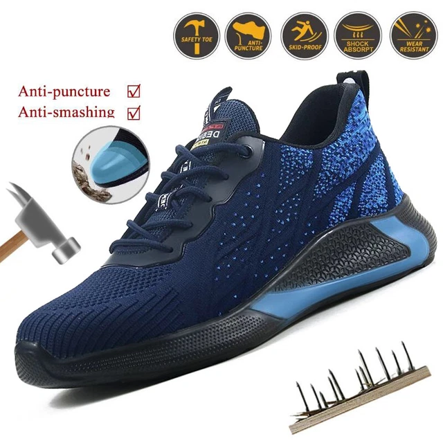 SAFETY WORK SHOES Protection Anti-smash Sneakers Mens Steel Toe ...