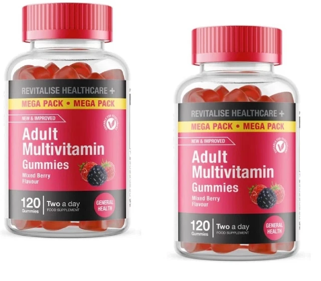 2 X ADULT Multivitamin Mixed Berry Flavour Gummies-120 Gummies/Two-a ...