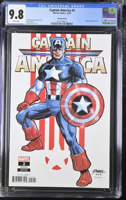 COUVERTURE VARIANTE CAPTAIN America #2 CGC 9,8 George Perez Marvel 2023 ...