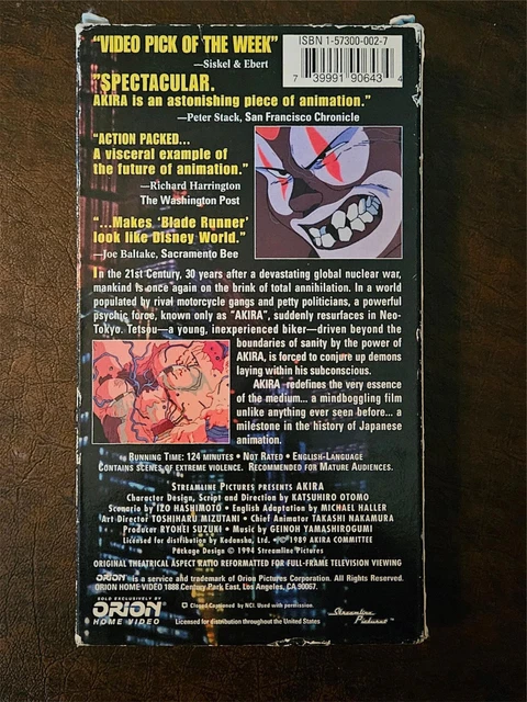 AKIRA VHS 1994 Orion English dub anime Neo Tokyo is about to explode £ ...