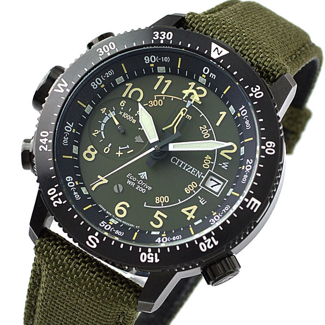 CITIZEN PROMASTER LAND BN4046-10X Eco-Drive ALTICHRON Solar Watch Green ...