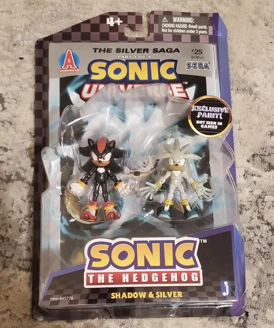 JAZWARES SONIC THE Hedgehog Shadow & Silver Comic Book 2 Pack Figures ...