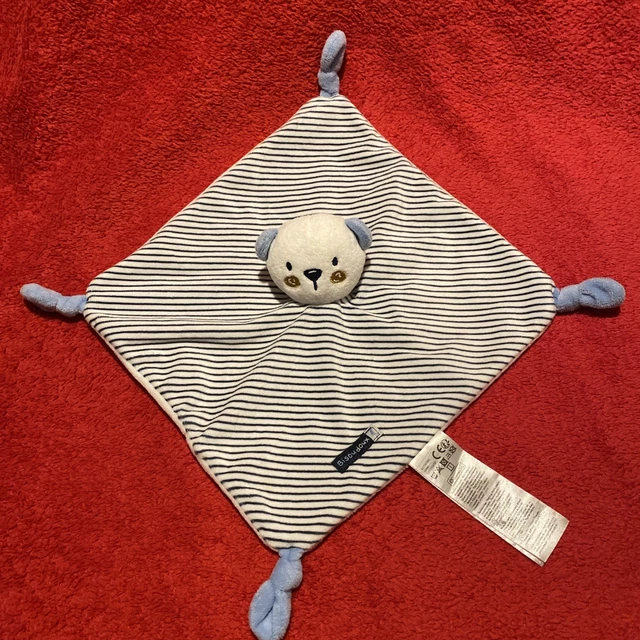 🇫🇷 DOUDOU PLAT Ours Koala Rayé Bleu Blanc Bisou Doux Gemo Neuf Jamais ...