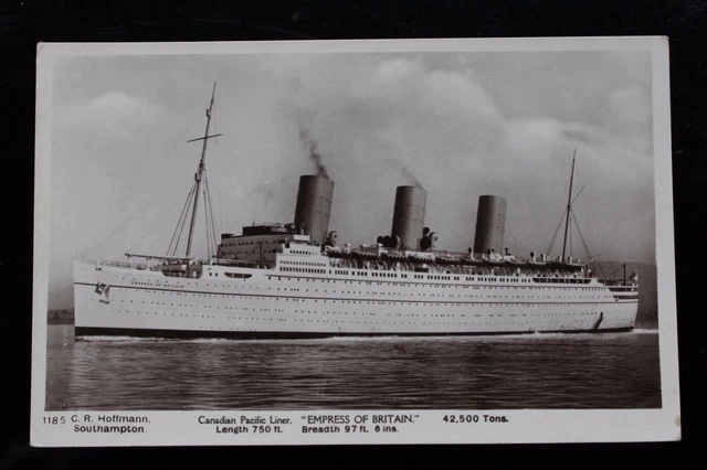 CANADIAN PACIFIC RMS Empress Of Britain Original Photo Postcard At Sea ...