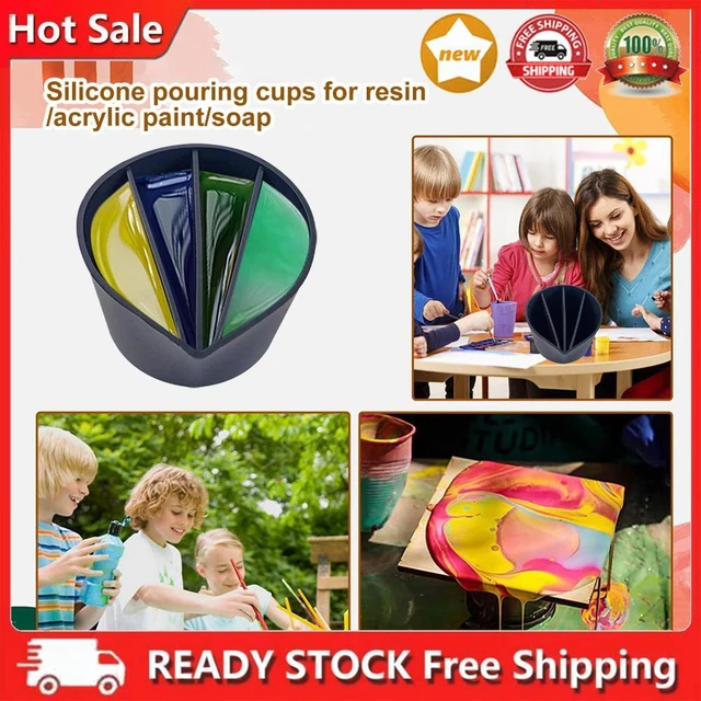 UKETO SPLIT COLOR Mixing Cups Kit for Paints, Soft Silicone Cups ...