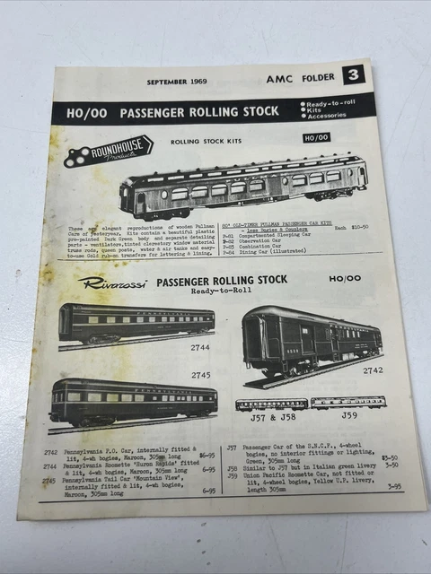 VINTAGE PASSENGER ROLLING Stock Model Railway 1969 Ho Oo Amc Folder ...