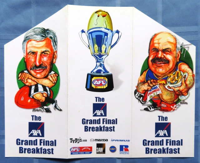2002 NORTH MELBOURNE AFL GRAND FINAL BREAKFAST MENU (Brisbane vs ...