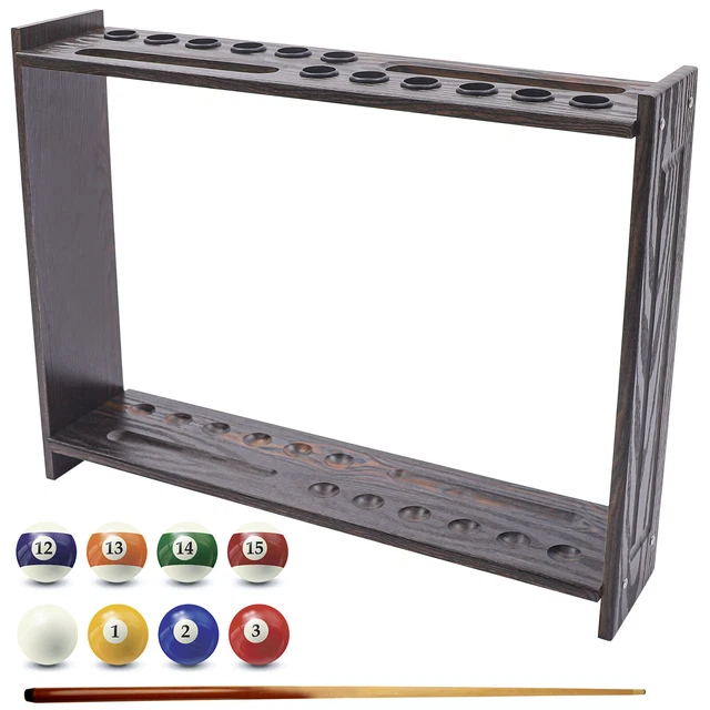 BILLIARDS CUE RACK Billiard Stick Rack Floor Stand Wood Ball Pool Stick ...