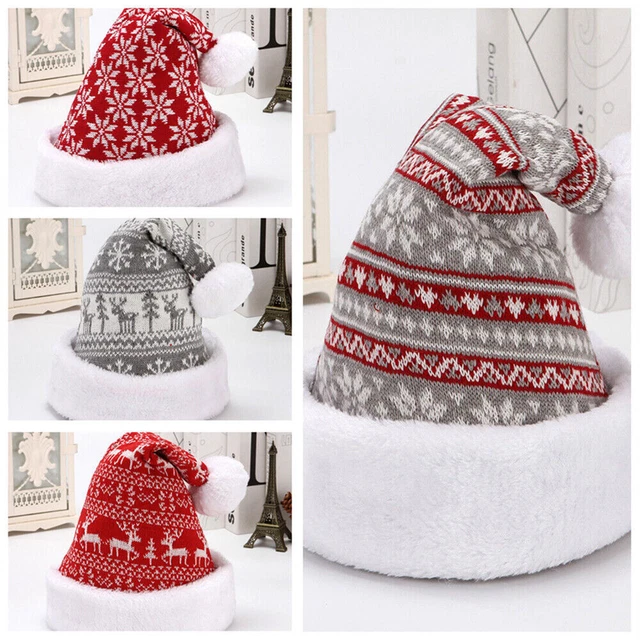 SOFT PLUSH SANTA Claus Christmas Hats Xmas Cap Knitted Hat Holiday ... SOFT PLUSH SANTA Claus Christmas Hats Xmas Cap Knitted Hat Holiday ...