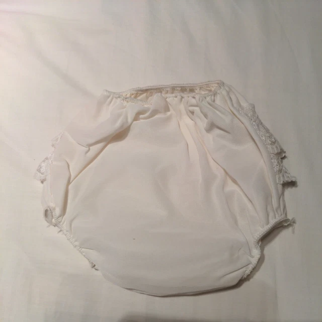VINTAGE KINTAL WHITE ruffles lacy plastic baby pants (12-24) £10.80 ...